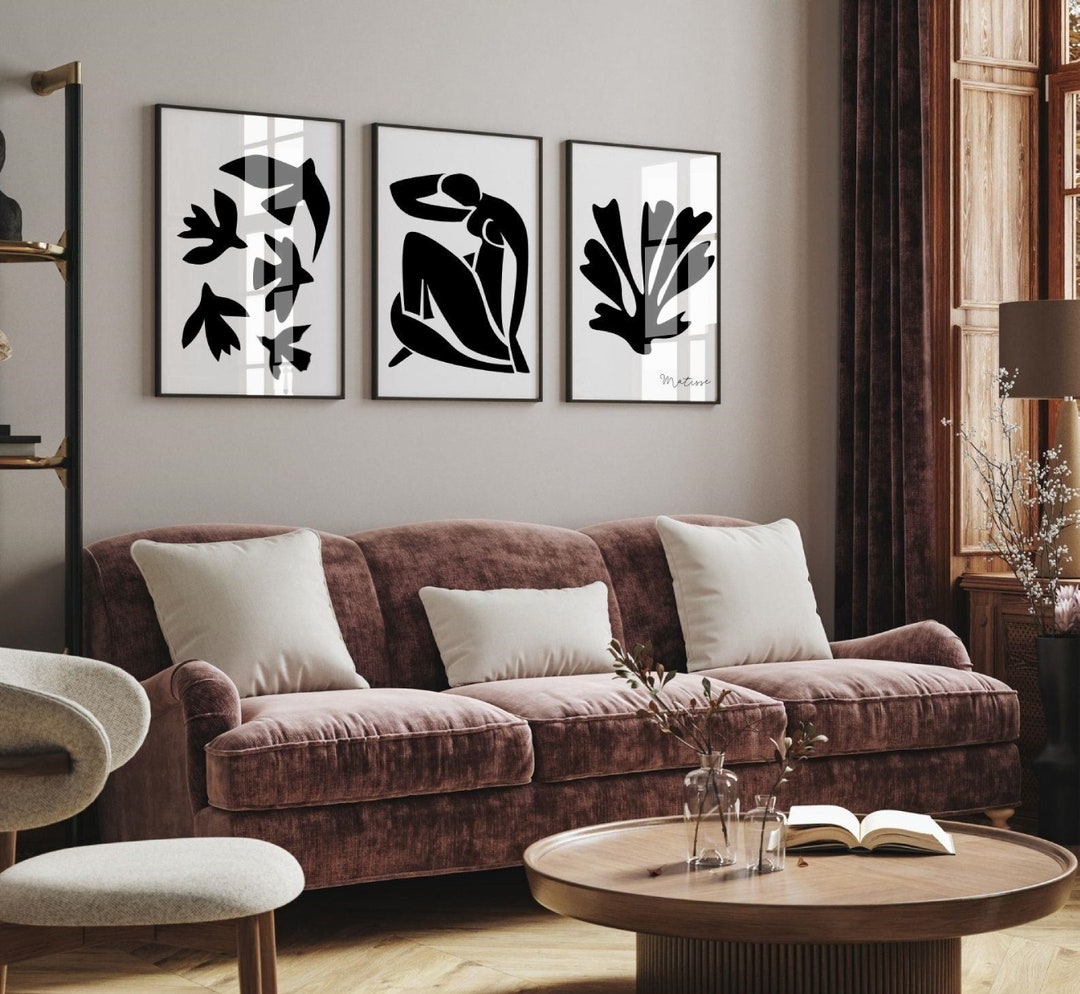 Wall Art Set of 3, Home Posters, Matisse Black and White, Abstract Art ...