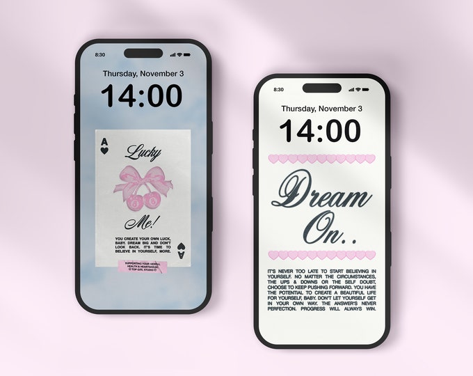 Pretty Spring Aesthetic iPhone Wallpaper Bundle - Self Love Quotes Lock ...