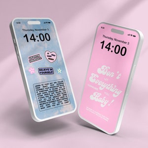 Aesthetic Y2K iPhone Wallpaper Bundle, Set of 5, Variety Pack, Quote ...