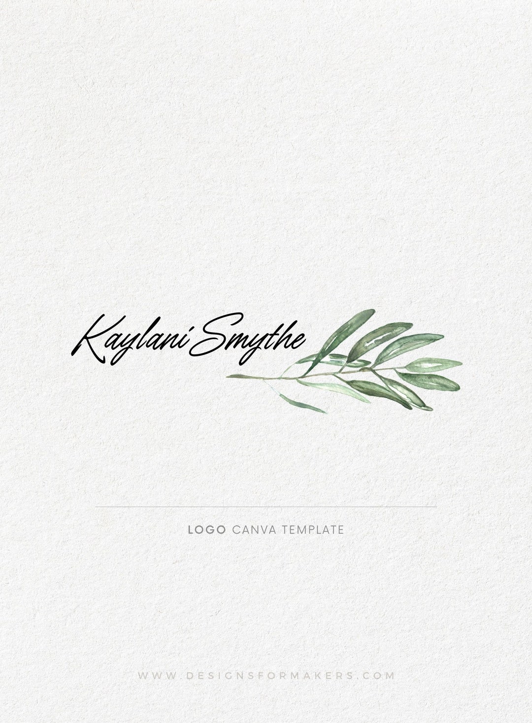 Watercolor Greenery Logo Design, Canva Logo Template, Boho Business ...
