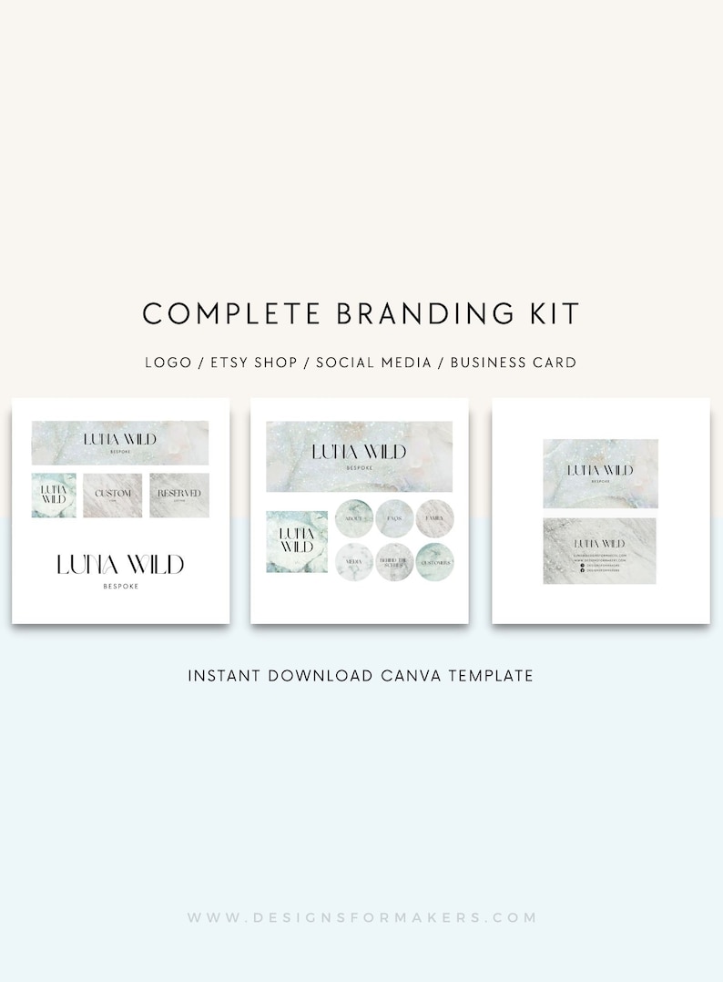 Branding Kit Canva Templates Branding Package Blue Marble - Etsy