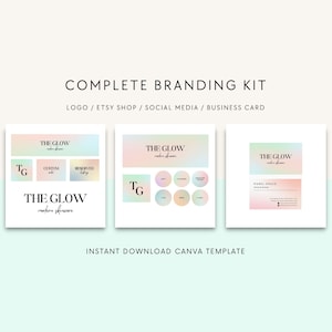 Canva Branding Kit Templates, Beauty Branding Package, Pastel Gradient ...