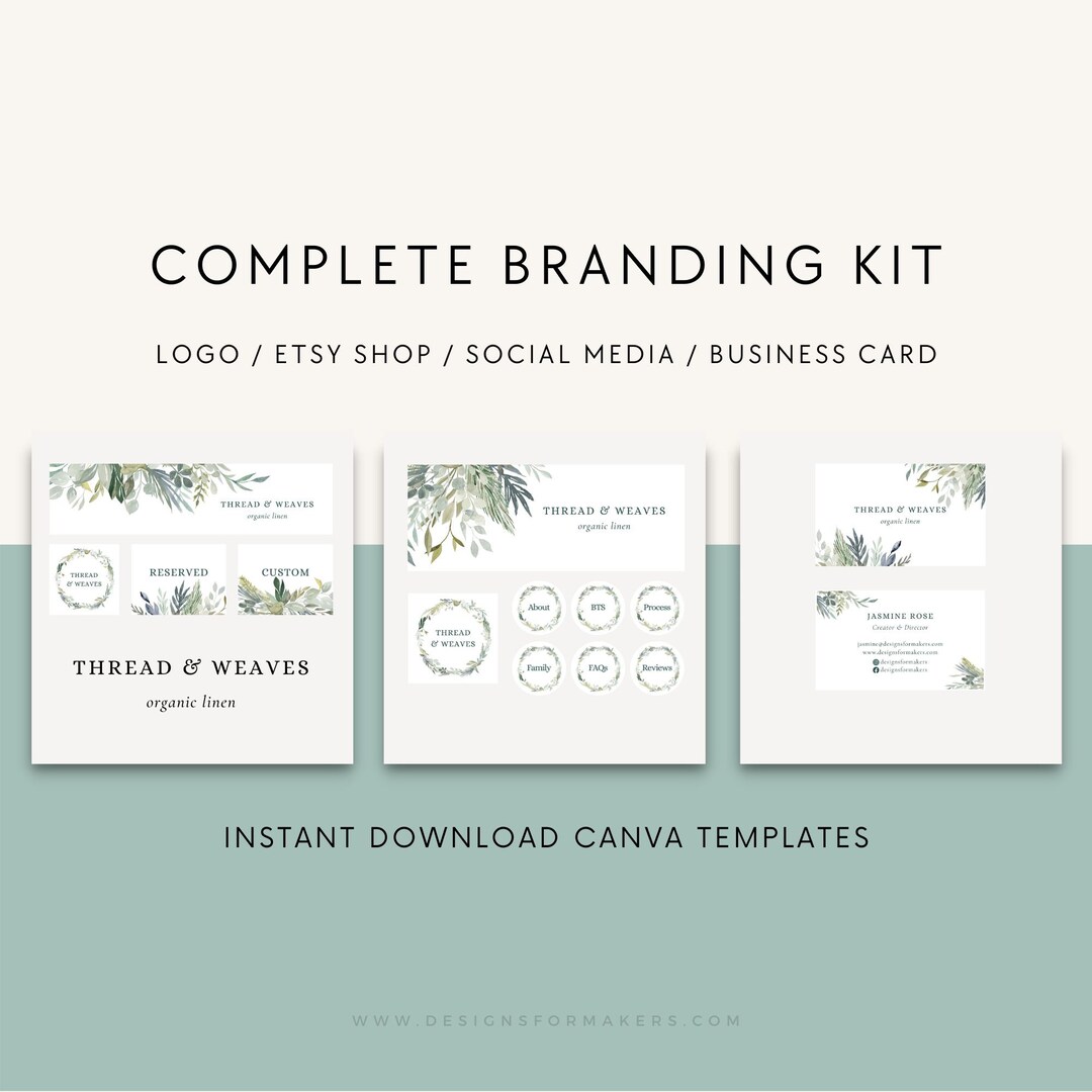 Business Branding Kit, Canva Template, Branding Kit Package, Watercolor ...