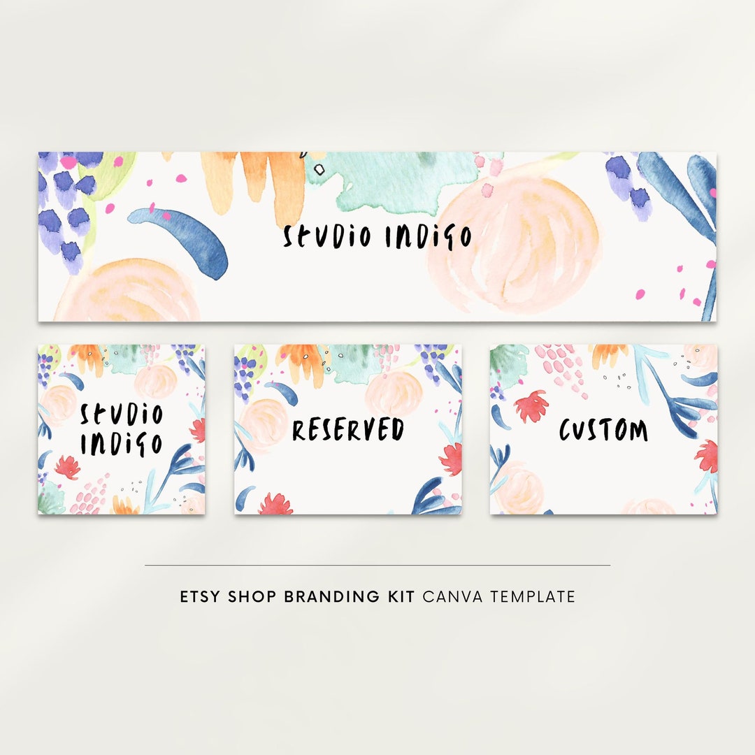 Etsy Banner and Icon, Canva Template, Watercolor Etsy Shop Graphics ...