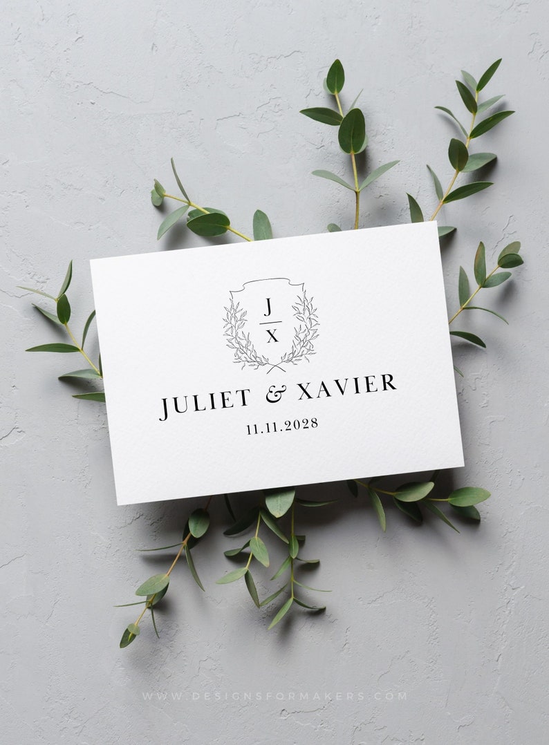 Wedding Crest Design Wedding Logo Wedding Monogram Canva - Etsy