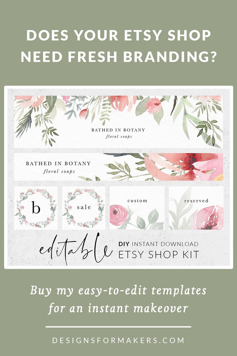 Etsy Banner Set Etsy Shop Banner Branding Set Watercolor - Etsy