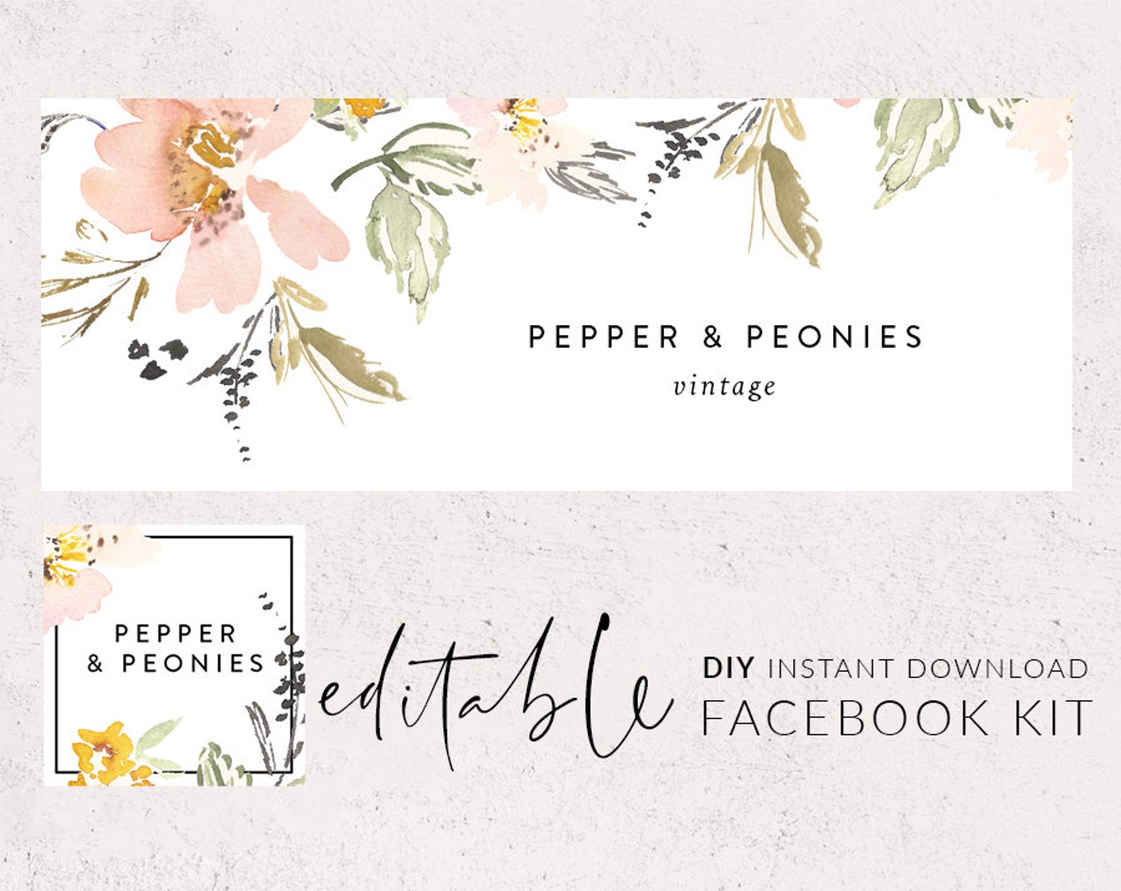 Facebook Branding Kit, Cover Template, FB Banner Set, Facebook Logo ...