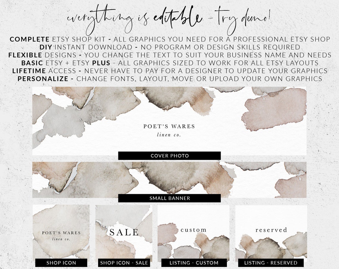 Etsy Cover Template Etsy Shop Banner Etsy Shop Kit Earthy | Etsy