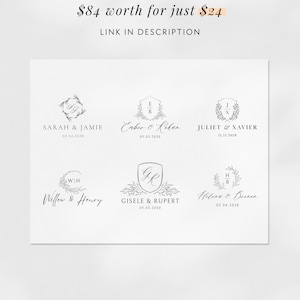 Wedding Crest Design, Wedding Logo, Wedding Monogram, Canva Template ...