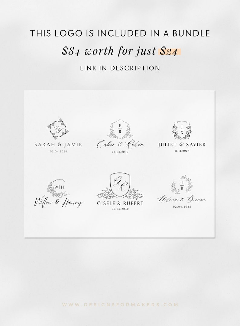 Wedding Crest Design Wedding Logo Wedding Monogram Canva - Etsy