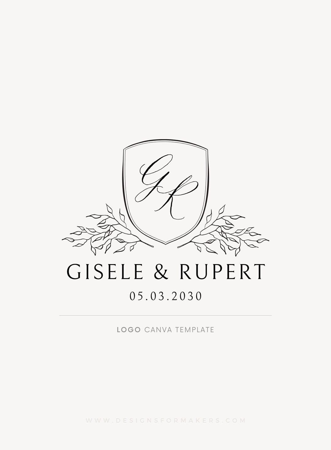 Wedding Crest Design, Wedding Logo, Monogram Logo, Canva Template ...