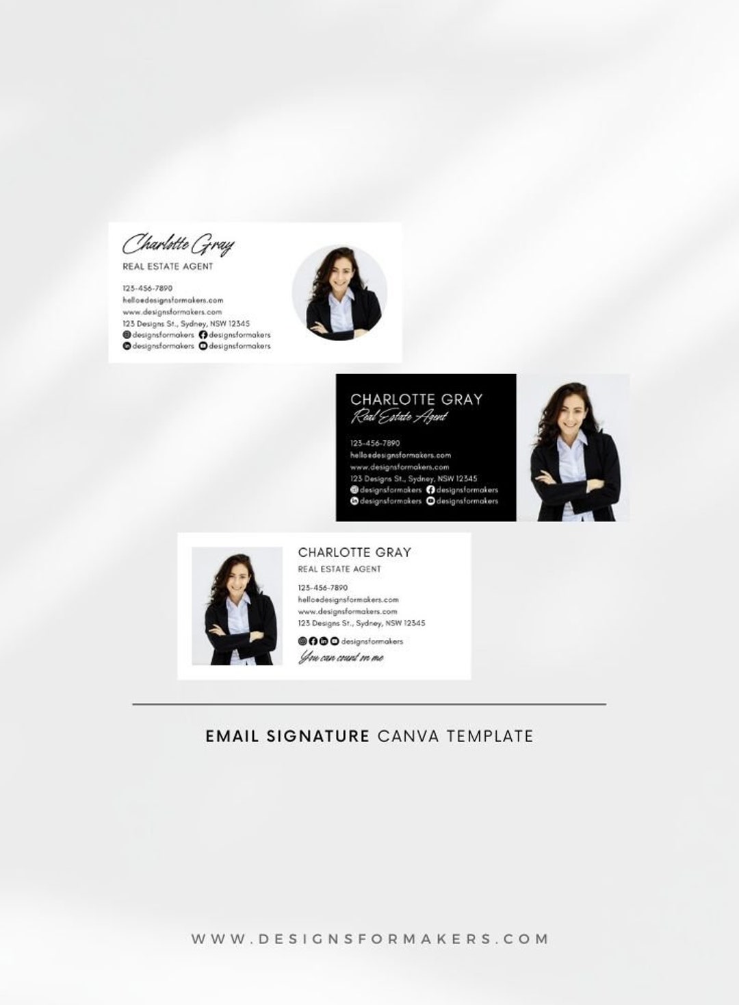 Canva Real Estate Agent, Email Signature Template Bundle, Realtor ...