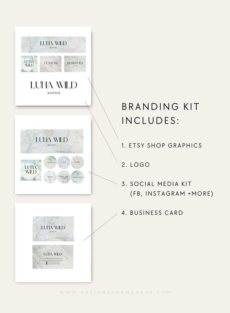 Branding Kit Canva Templates, Branding Package, Blue Marble Glitter ...