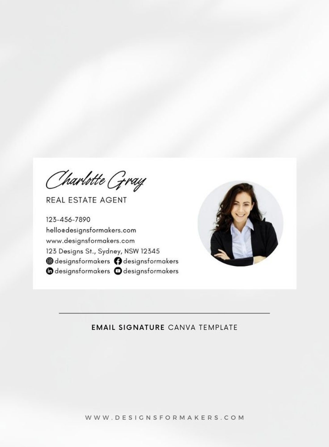 Real Estate Agent, Canva Email Signature Template, Minimalist ...
