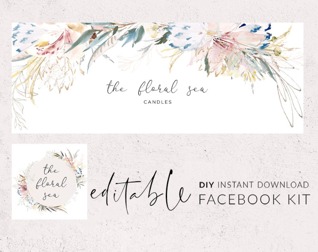 Facebook Cover Photo Template, Floral Facebook Banner, DIY Facebook ...