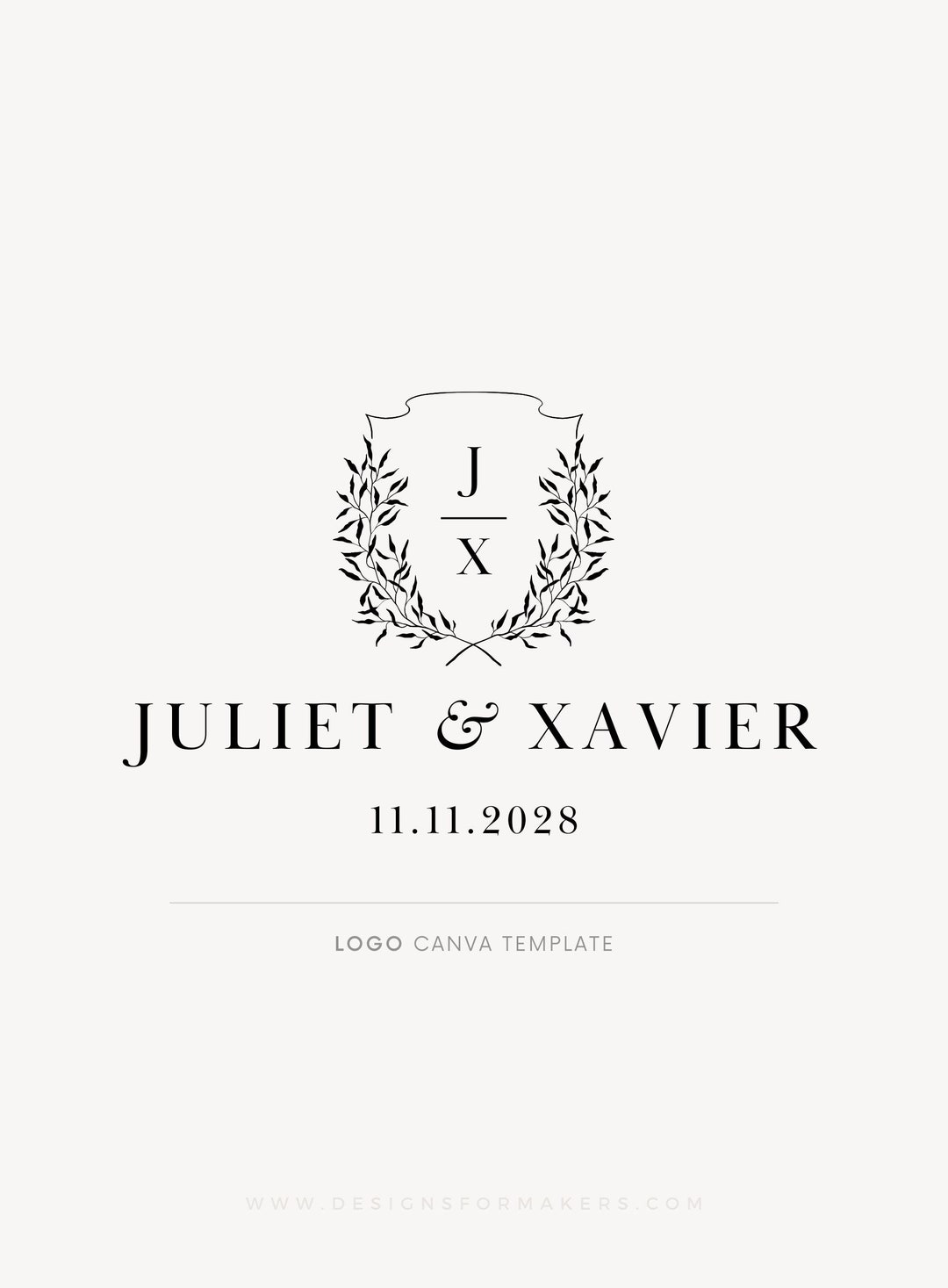 Wedding Crest Design, Wedding Logo, Wedding Monogram, Canva Template ...