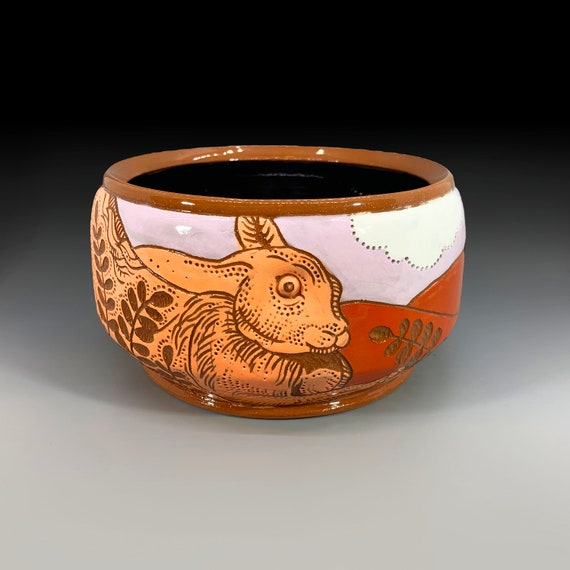 Orange and Lavender Rabbit Bowl - Etsy