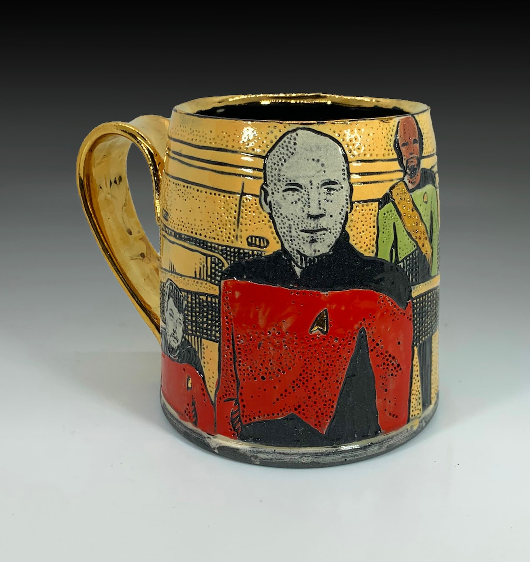 USS Enterprise Star Trek Picard Cup With Gold Starfleet Lapel and ...