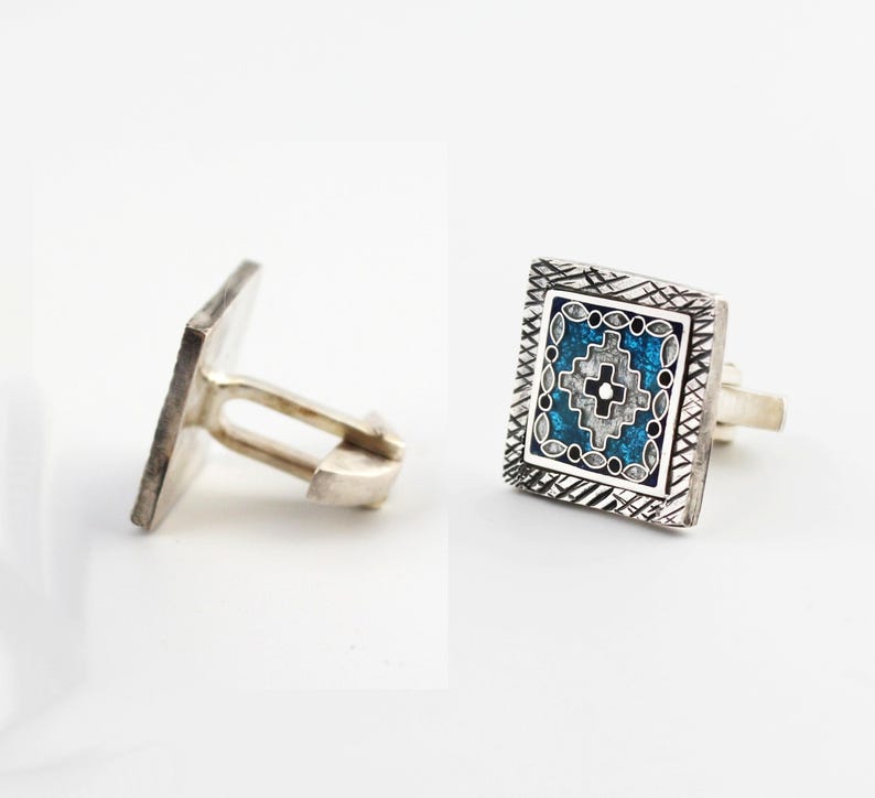 Cufflink, Cloisonne Enamel,handmade,unique,sterling Silver - Etsy