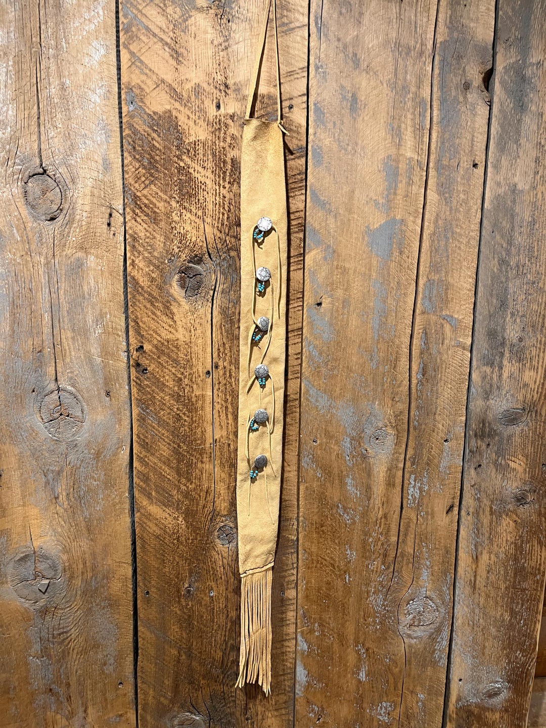 Long Skinny Leather Bag With Concho Buttons - Etsy