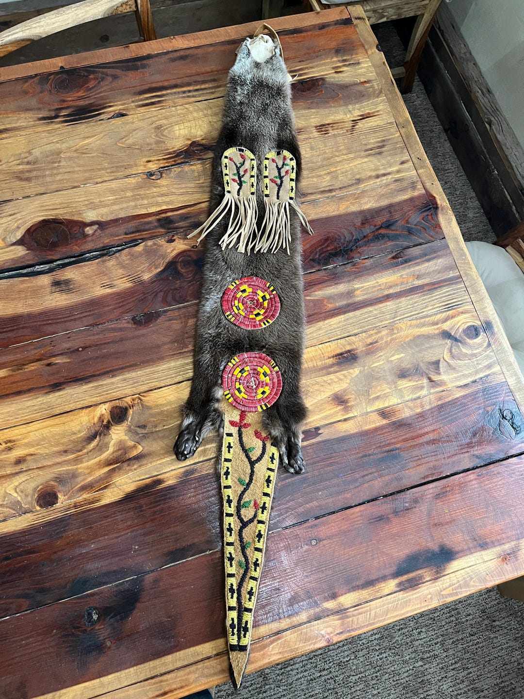 Large Otter Bag With Bead and Quill Work - Etsy