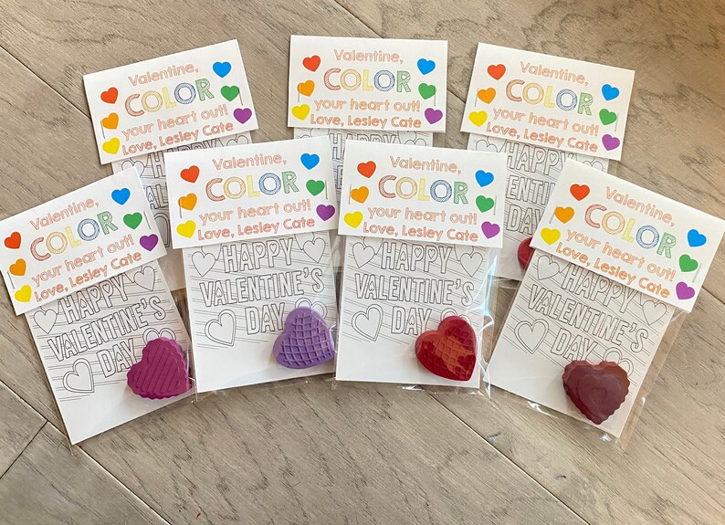 Valentine's Day Crayons Custom Cards for Classroom - Etsy