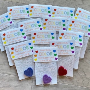 Valentine's Day Crayons Custom Cards for Classroom Exchange With Heart ...