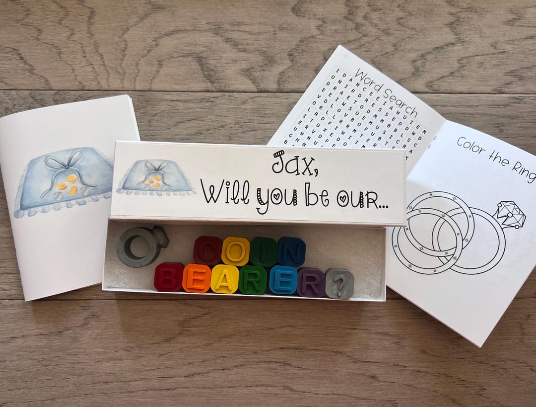 Coin Bearer Thank You or Proposal Crayons With Mini Notebook, Wedding ...