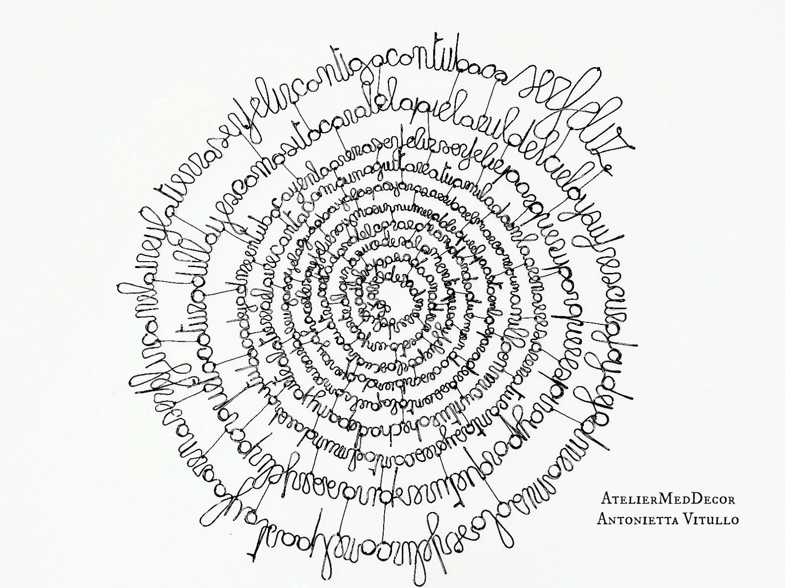 Wire Poem Iron Wire Writing Wall Decor Circular Poetry. | Etsy