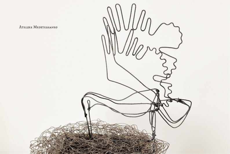 Stork Sculpture Wire Stork Nest Handmade Sculpture. - Etsy