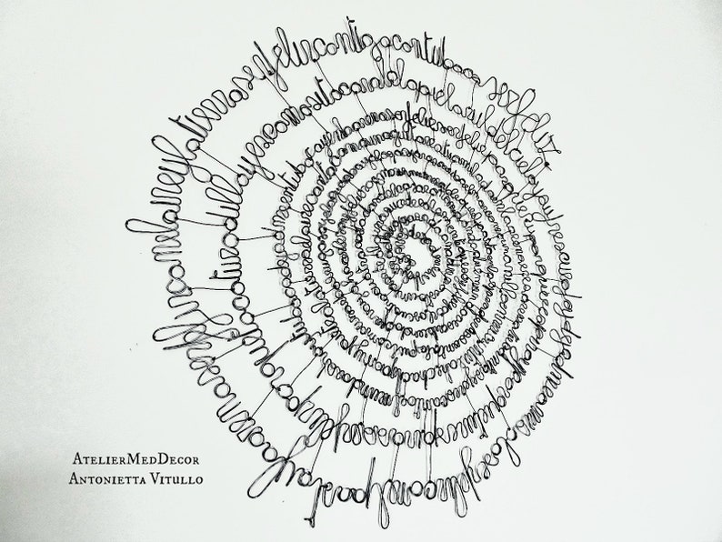 Wire Poem Iron Wire Writing Wall Decor Circular Poetry. | Etsy