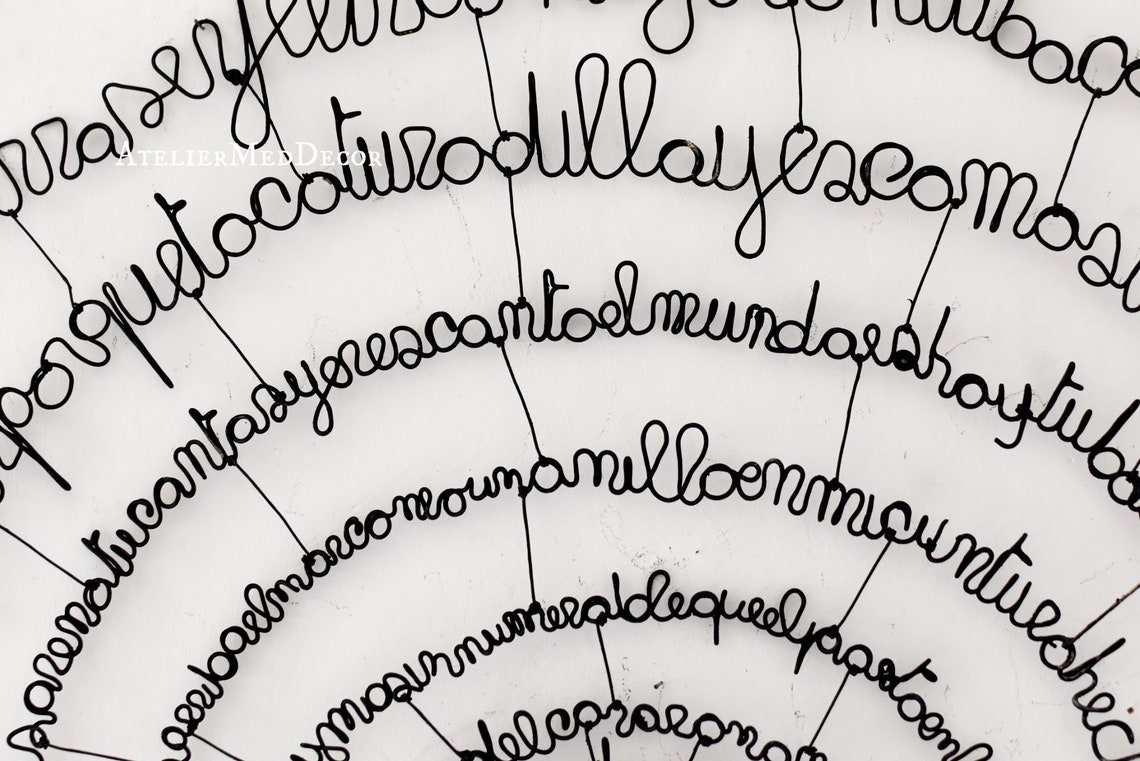Wire Poem Iron Wire Writing Wall Decor Circular Poetry. - Etsy