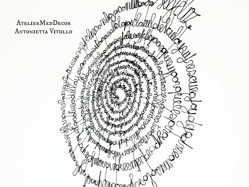 Wire Poem Iron Wire Writing Wall Decor Circular Poetry. | Etsy