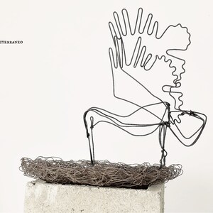 Stork Sculpture Wire Stork Nest Handmade Sculpture. - Etsy