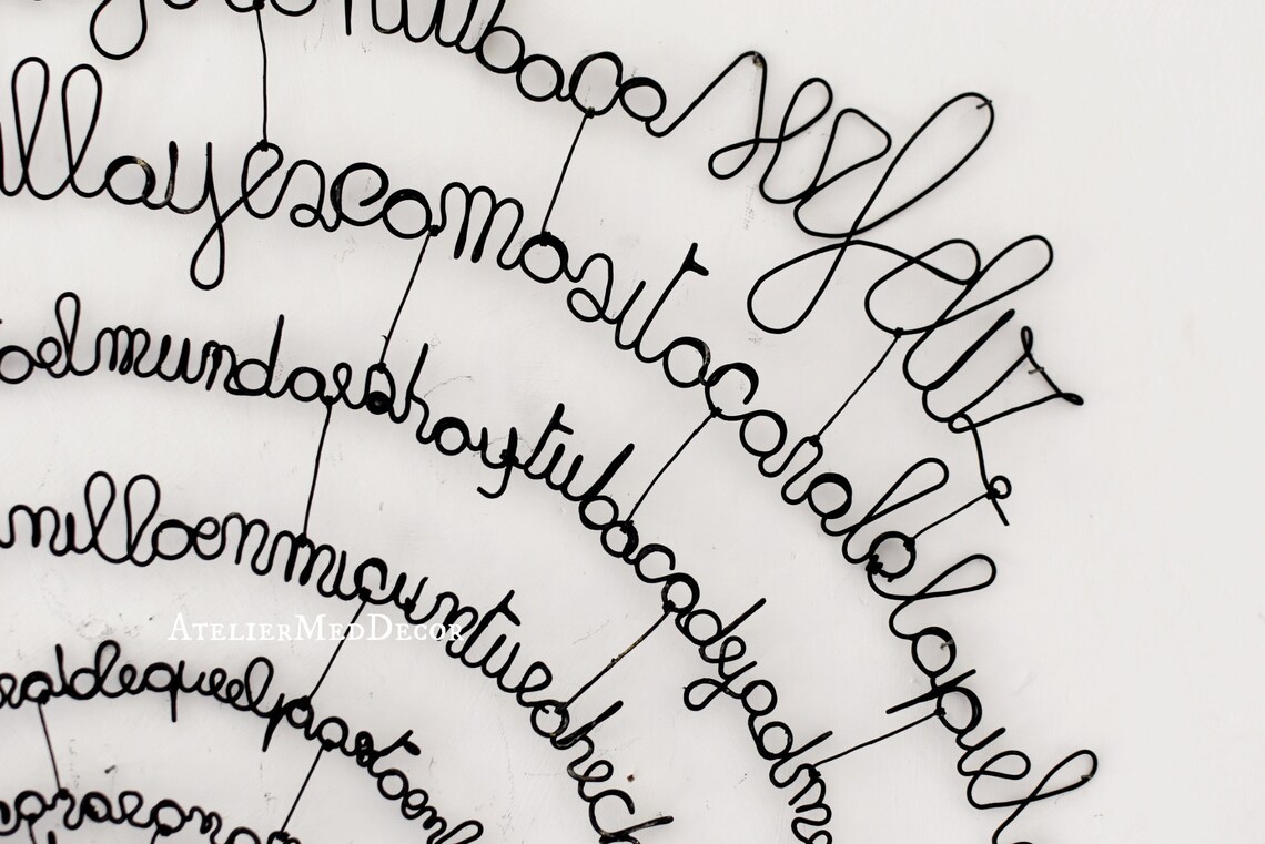 Wire Poem Iron Wire Writing Wall Decor Circular Poetry. - Etsy