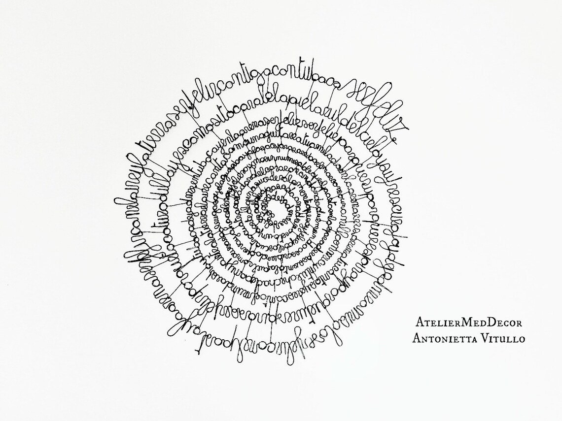 Wire Poem Iron Wire Writing Wall Decor Circular Poetry. | Etsy