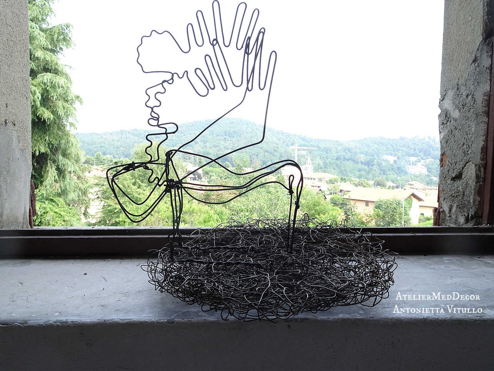 Stork Sculpture Wire Stork Nest Handmade sculpture. | Etsy