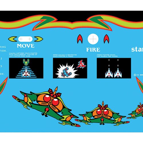 GALAGA Arcade Cabinet Graphics for Reproduction Marquee CPO - Etsy