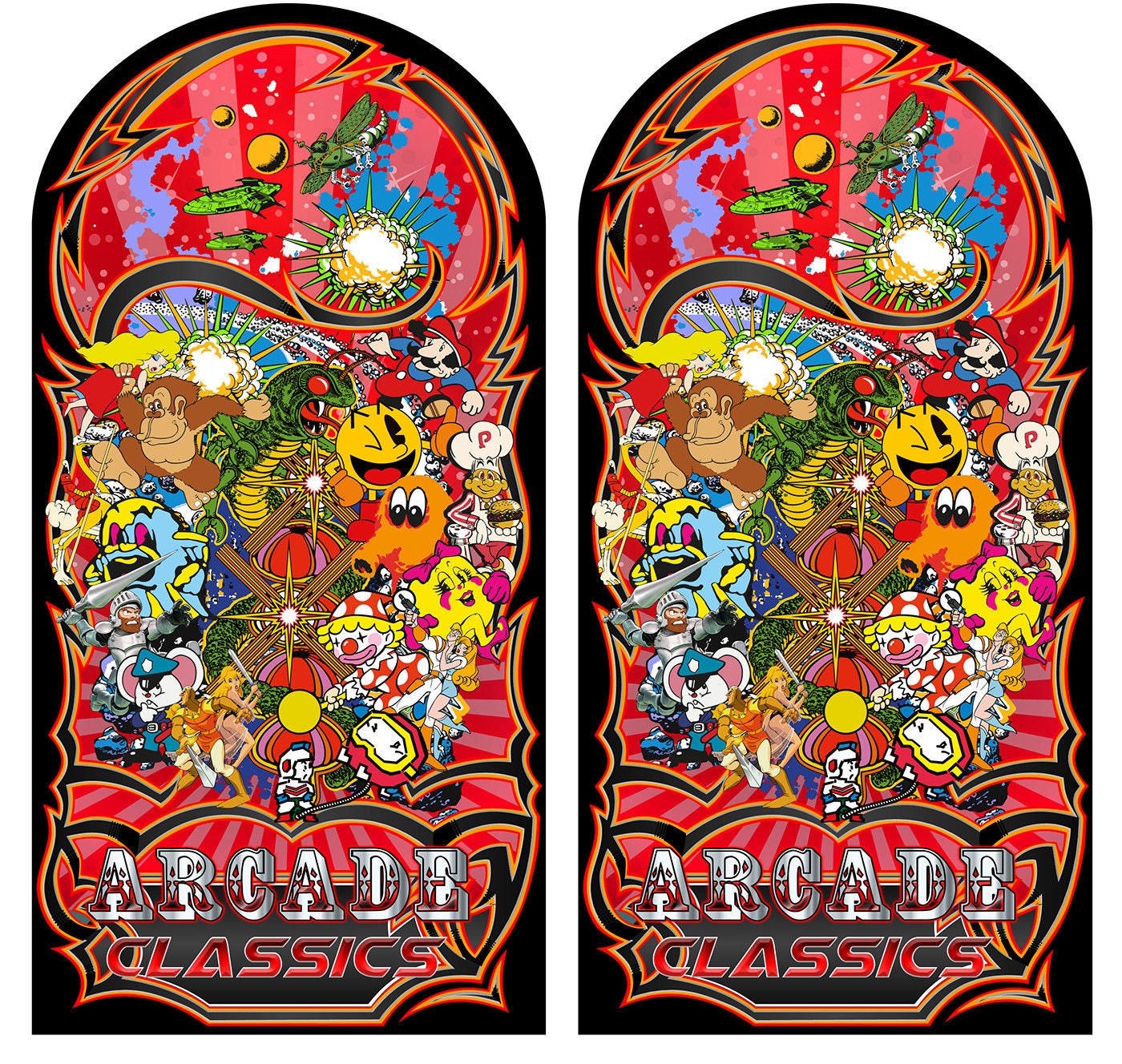 Mame Multicade Classics Side Art Arcade Cabinet Graphics Decals ...