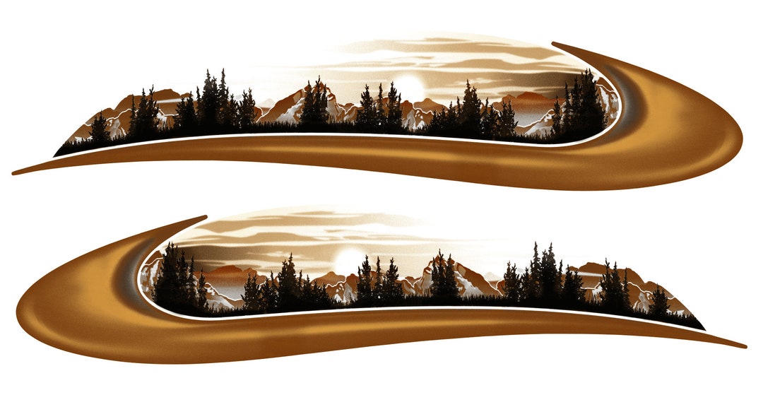 2 RV Trailer Camper MOUNTAIN SCENE Graphic Decal Stripes -726-7 - Etsy