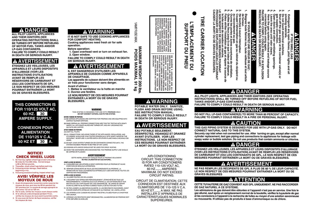 1 RV Trailer Camper Motor Home Caution Warning Decals Graphics- 938-3 ...