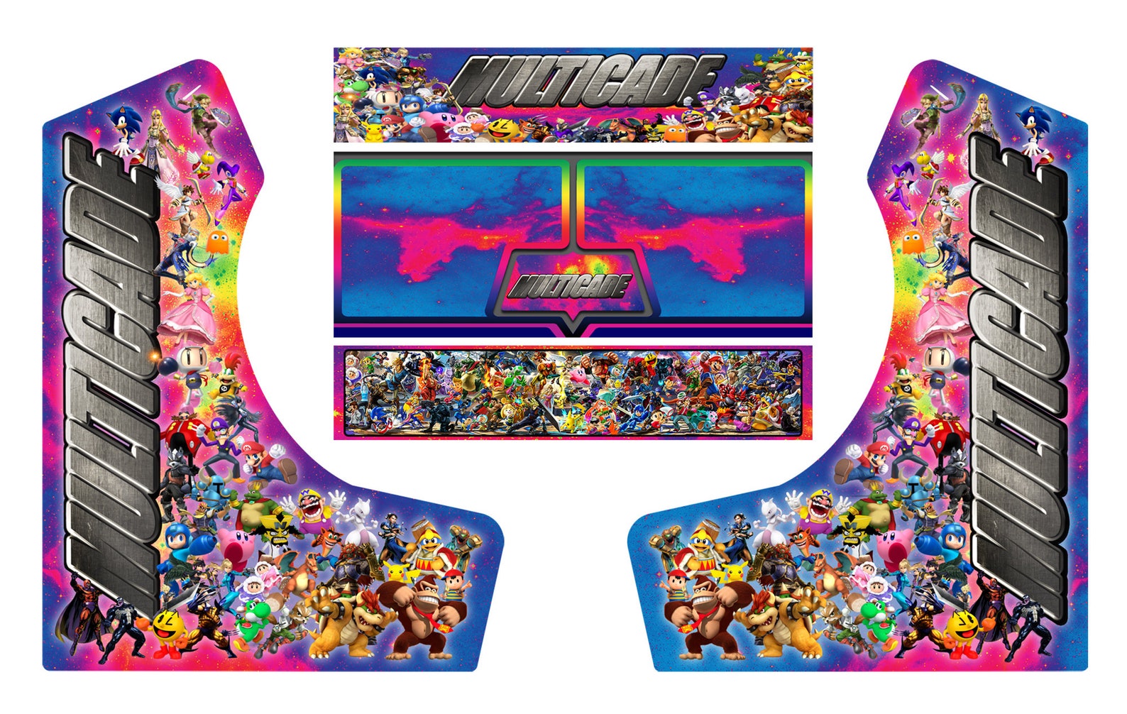 Arcade Classics Multicade Bartop Cabinet Graphics Decals Stickers Set ...