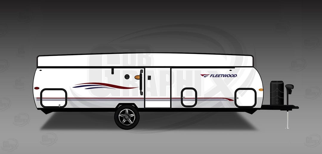 8 Rv Trailer Coleman Fleetwood Popup Camper Logos Stripes Graphics Kit ...