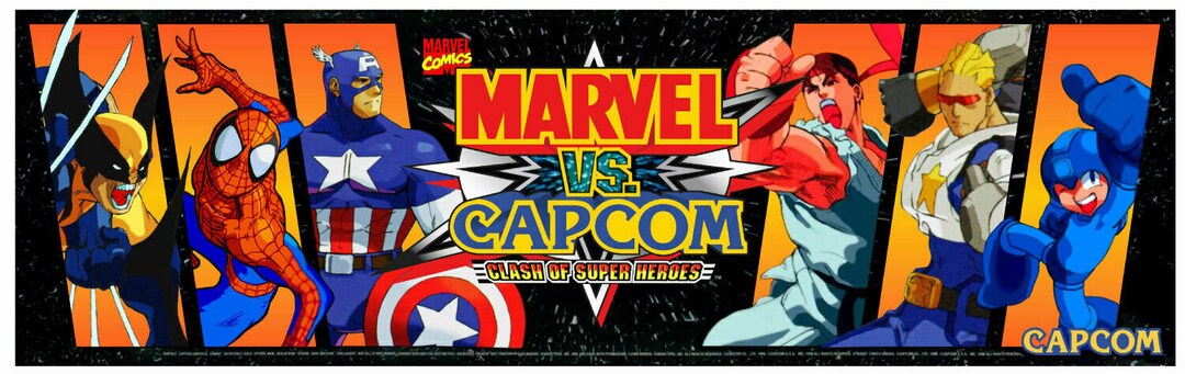 MVC Marvel Vs Capcom Arcade Multicade Marquee for Reproduction Header ...