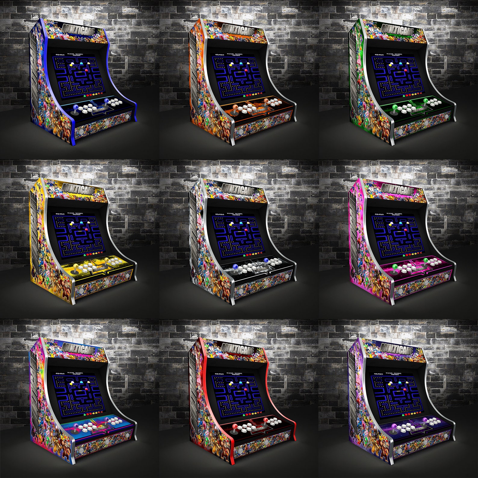 Arcade Classics Multicade Bartop Cabinet Graphics Decals Stickers Set ...