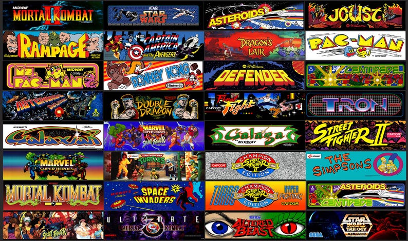 Arcade 1up Marquee 4-pack - Backlit Arcade Signs - 17.75" X 5" - Choose ...