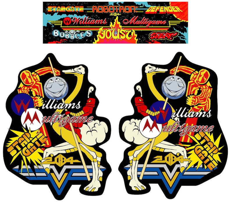 Multi Williams Arcade Side Art Arcade Cabinet Graphics for Reproduction ...
