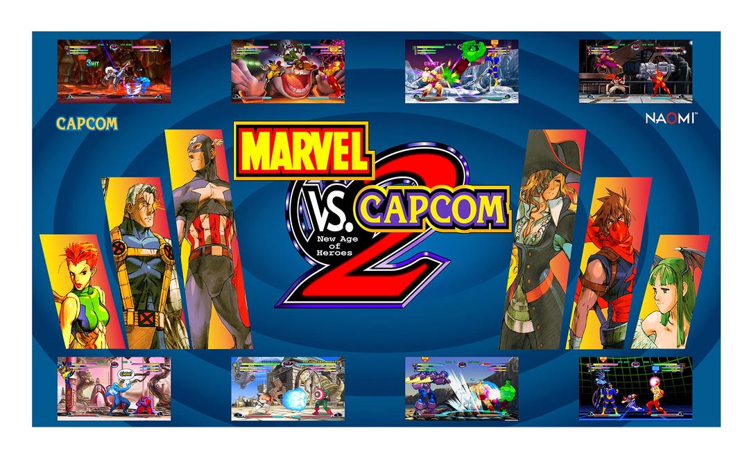 Marvel Vs Capcom 2 Big Blue Dynamo Arcade Marquee Backlit Sign 27" X 15 ...