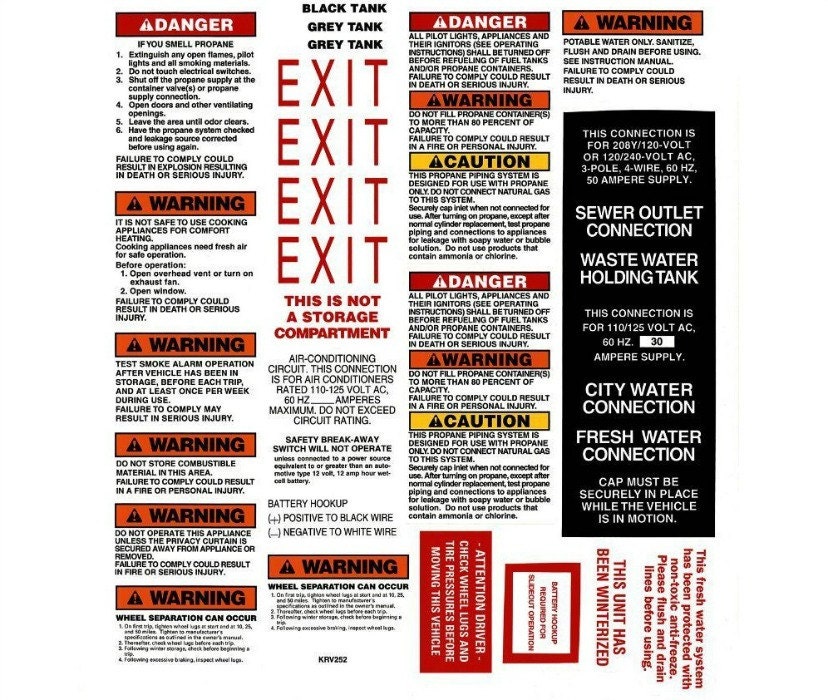 1 RV Trailer Camper Motor Home Caution Warning Decals Graphics- 938 - Etsy