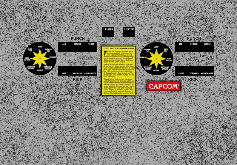 Street Fighter 2 Champion Edition Arcade Control Panel Overlay - Etsy